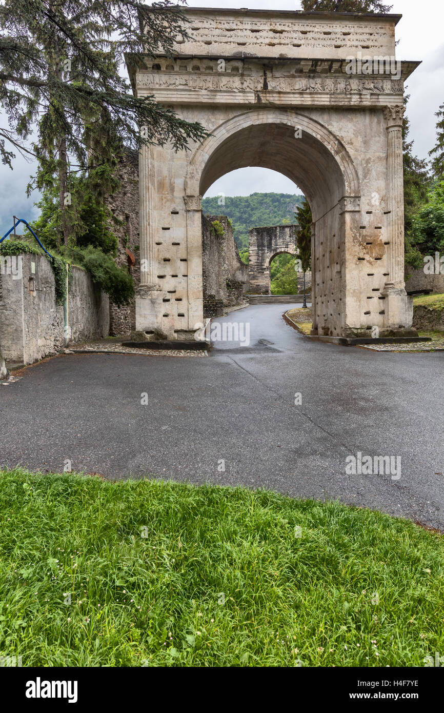 Triumphal Arch of Augustus (8 BC), Susa, Piedmont, Italy Stock Photo ...