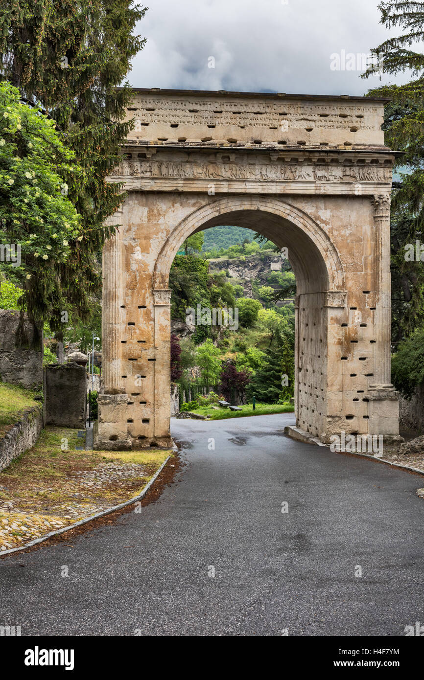 Triumphal Arch of Augustus (8 BC), Susa, Piedmont, Italy Stock Photo ...