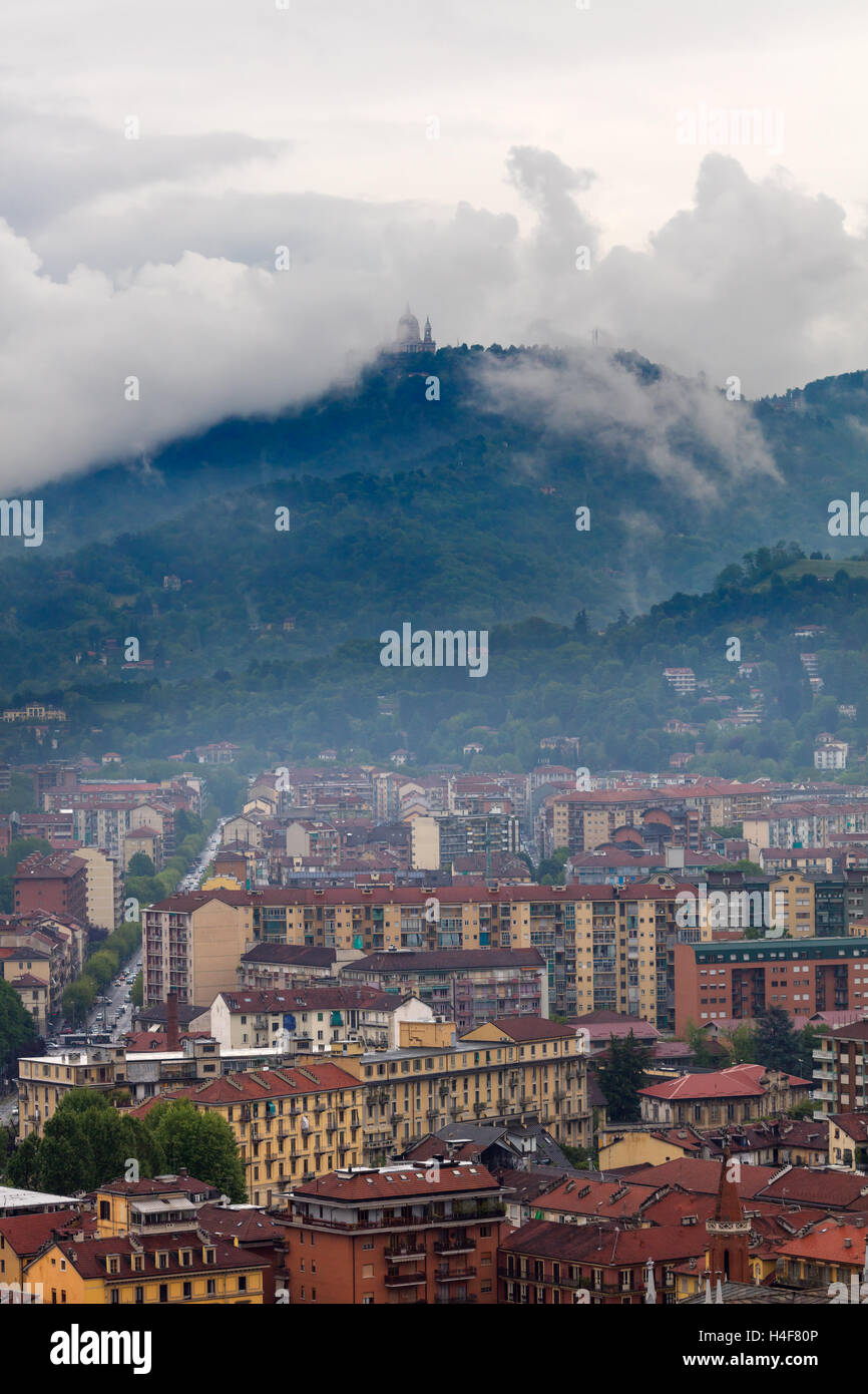 Basilica of Superga on a hill, Cityscape from Mole Antonelliana, Turin ...