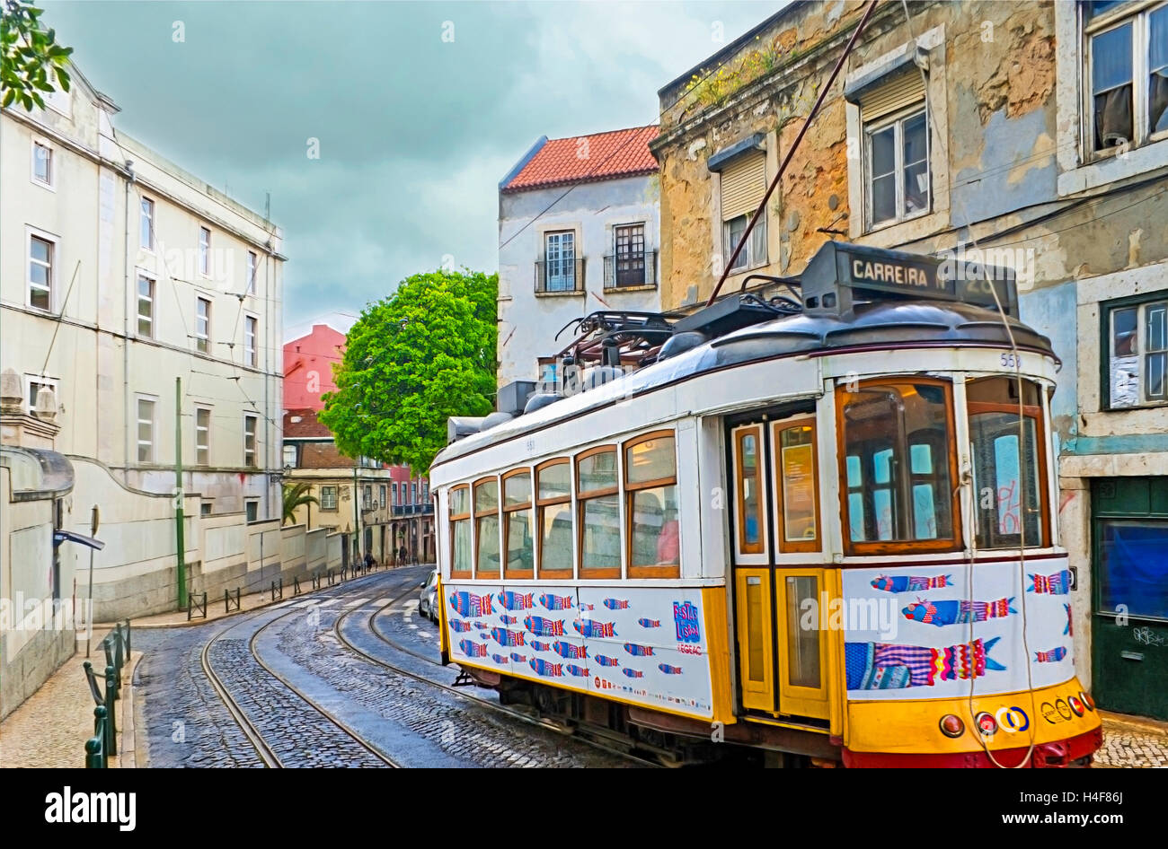 The tram # 28 is a popular tourist attraction, because it rides in the ...