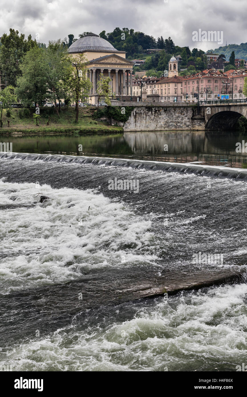 Gran Madre di Dio church and bridge over Po river, Turin, Piedmont ...