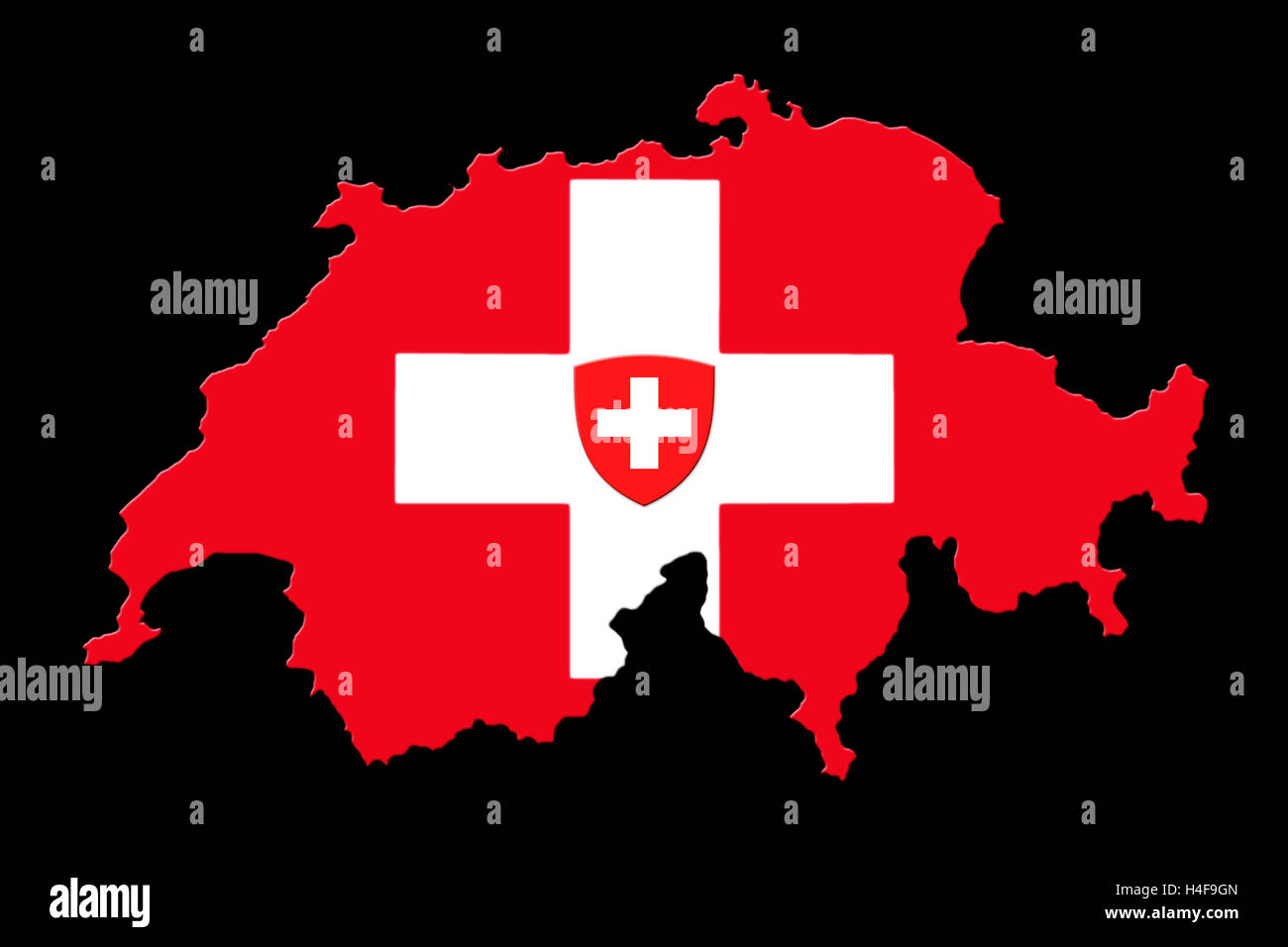 Map Of Switzerland And Flag On Black Background Stock Photo - Alamy