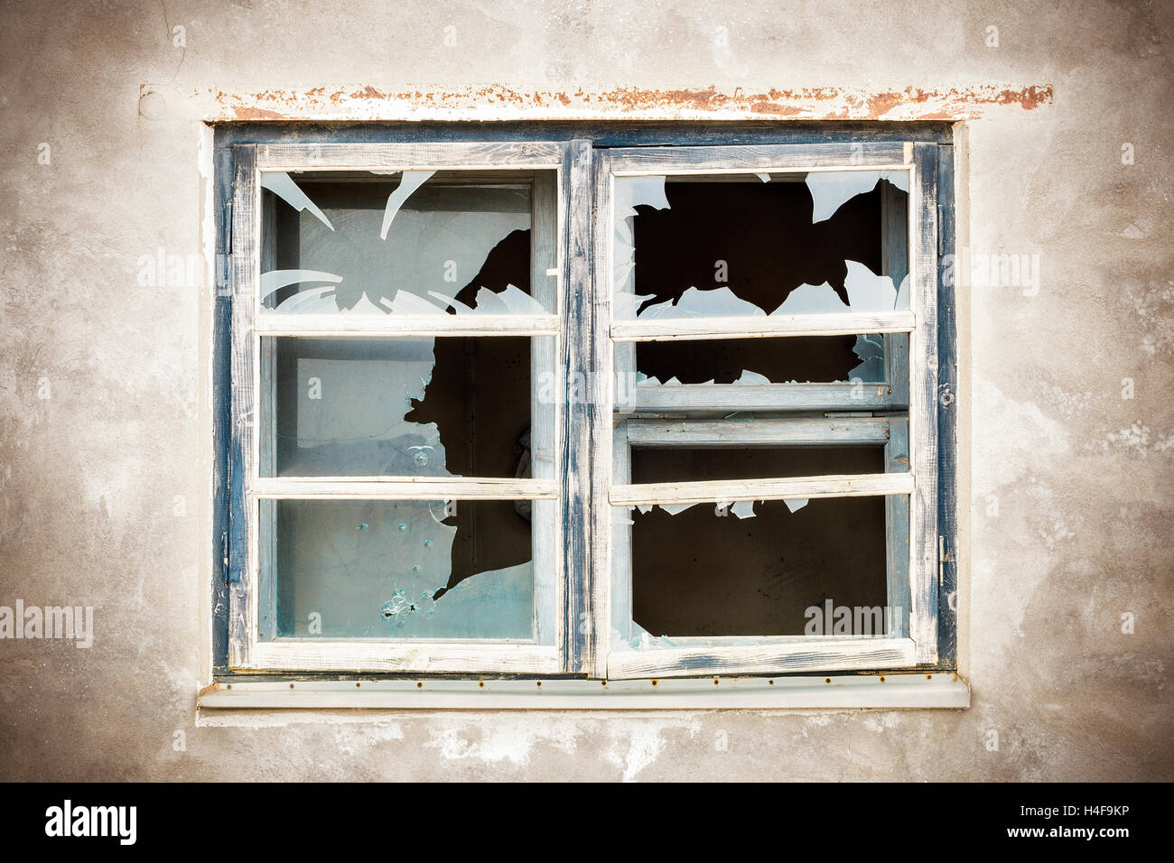 Broken Window with focus to Window Stock Photo - Alamy