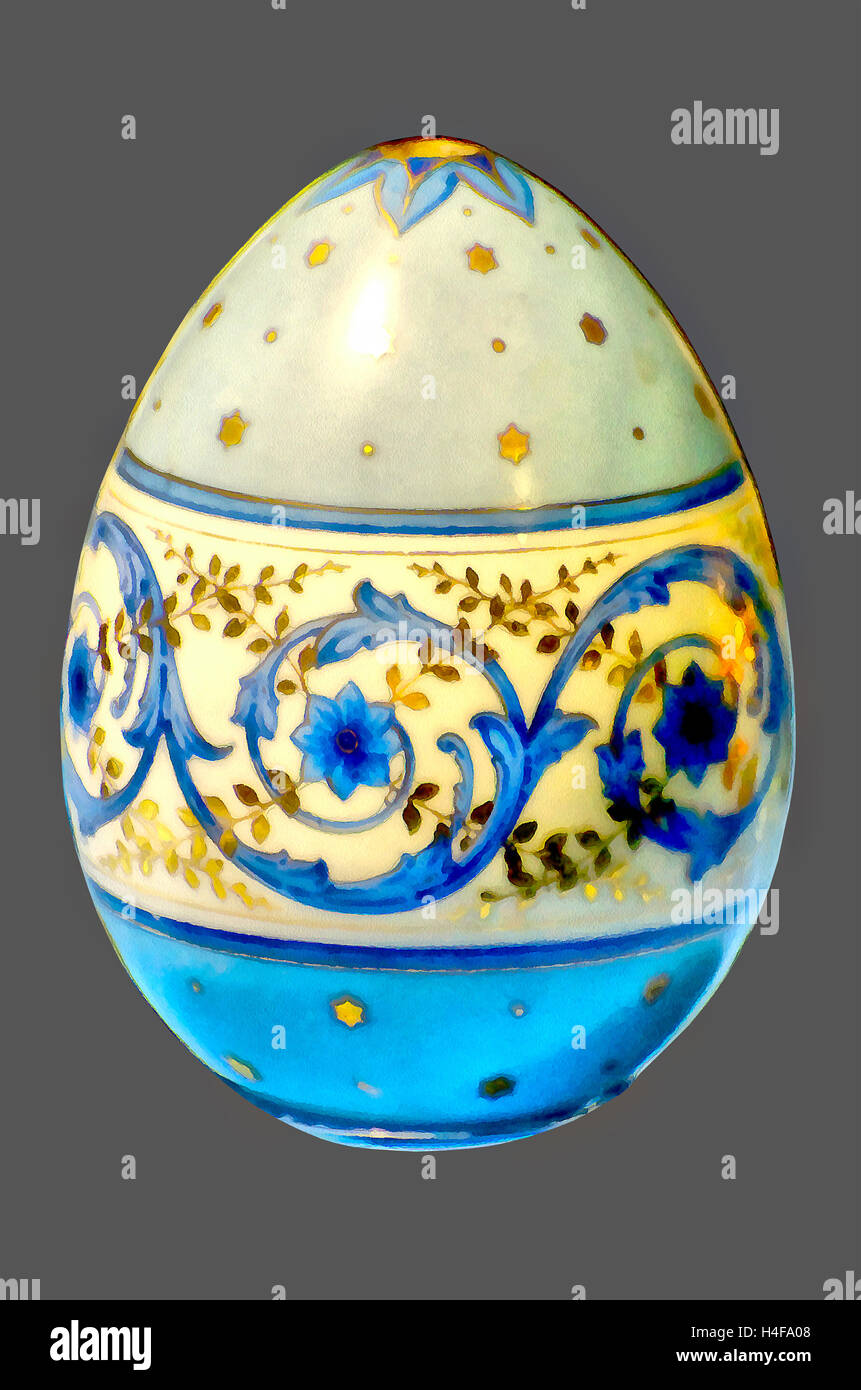 Illustration of porcelain Easter eggs, Easter egg with images of ...