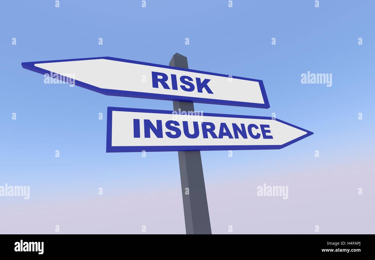 The arrows with Risk and Insurence text. 3D rendering Stock Photo - Alamy