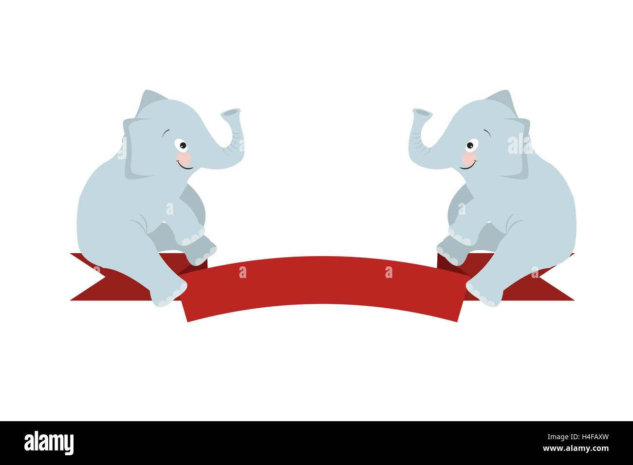 The flat figure two elephant sit on Red Ribbon Stock Vector Image & Art ...