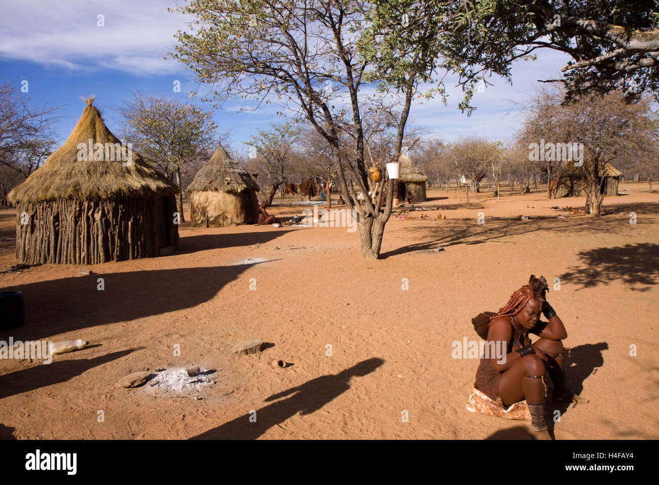 himba camp with some of their villagers Stock Photo - Alamy