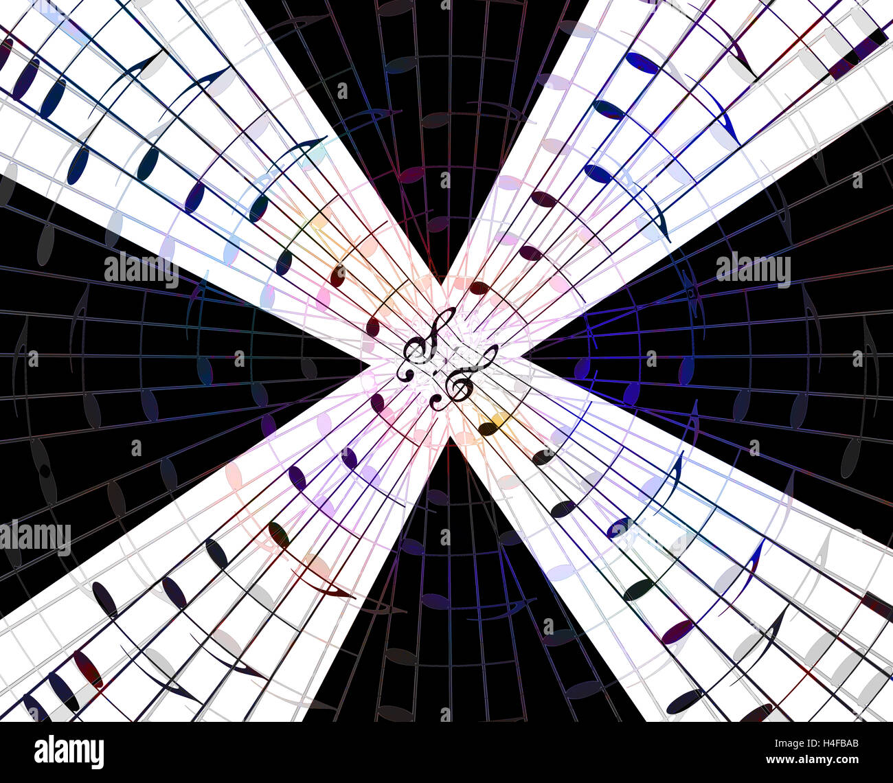 graphic design illustration of notes and note lines, music concept ...