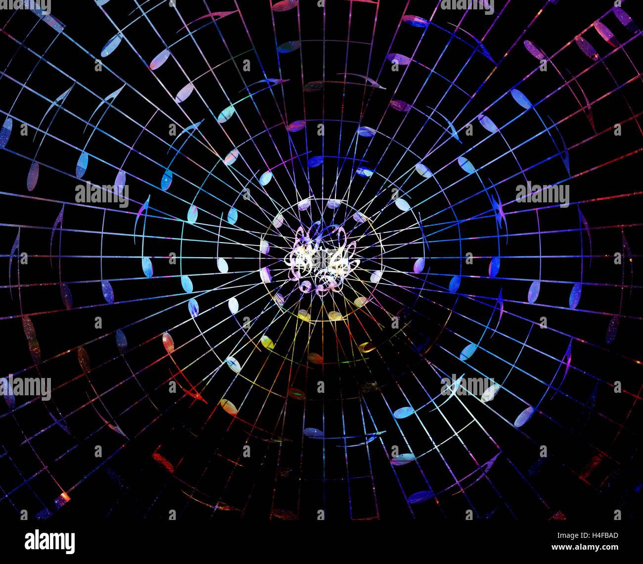 music notes in space with stars. abstract color background. Music ...