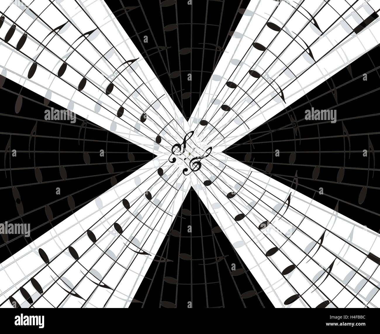 graphic design illustration of notes and note lines, music concept ...