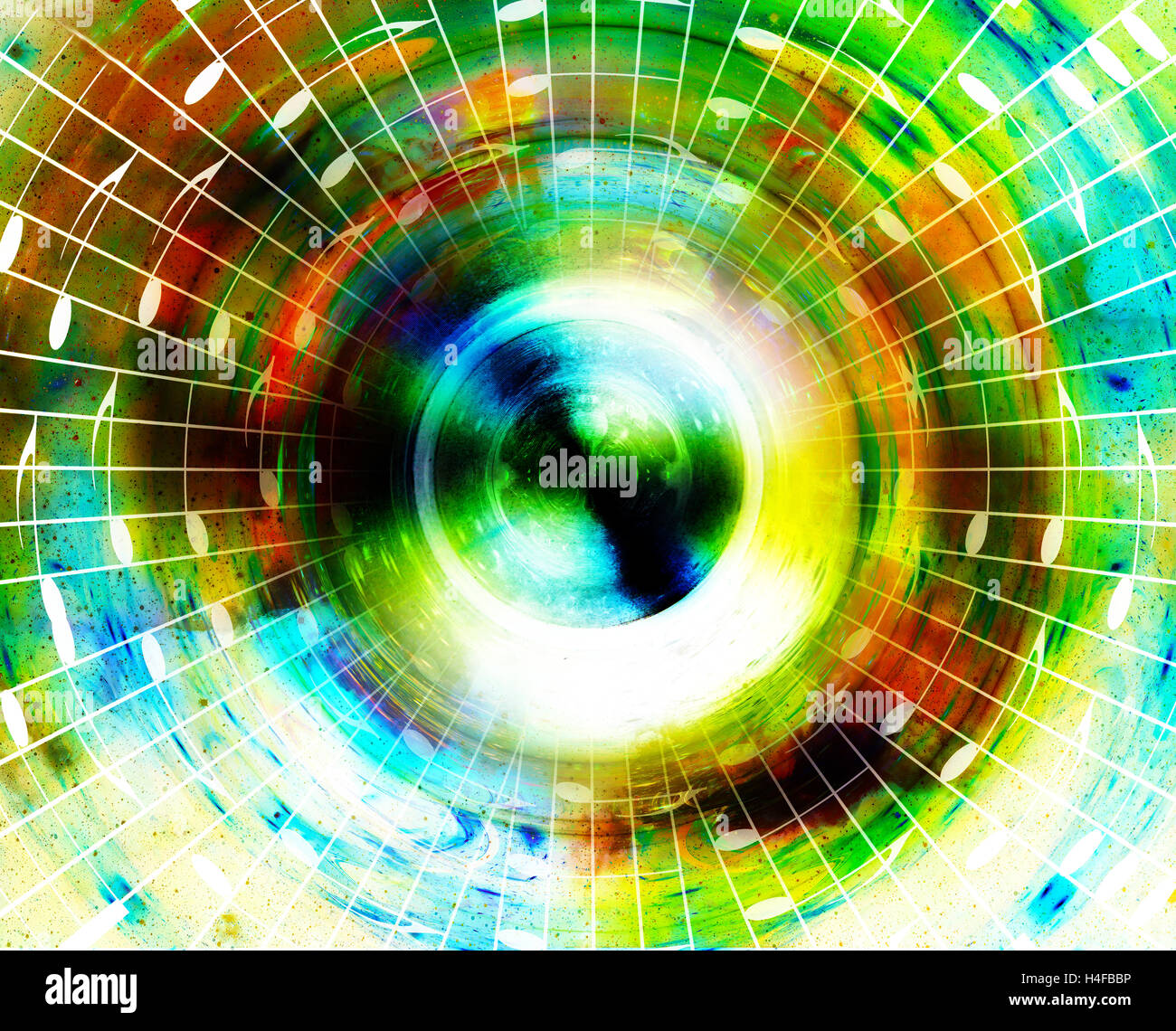 music notes in space with stars. abstract color background. Music ...