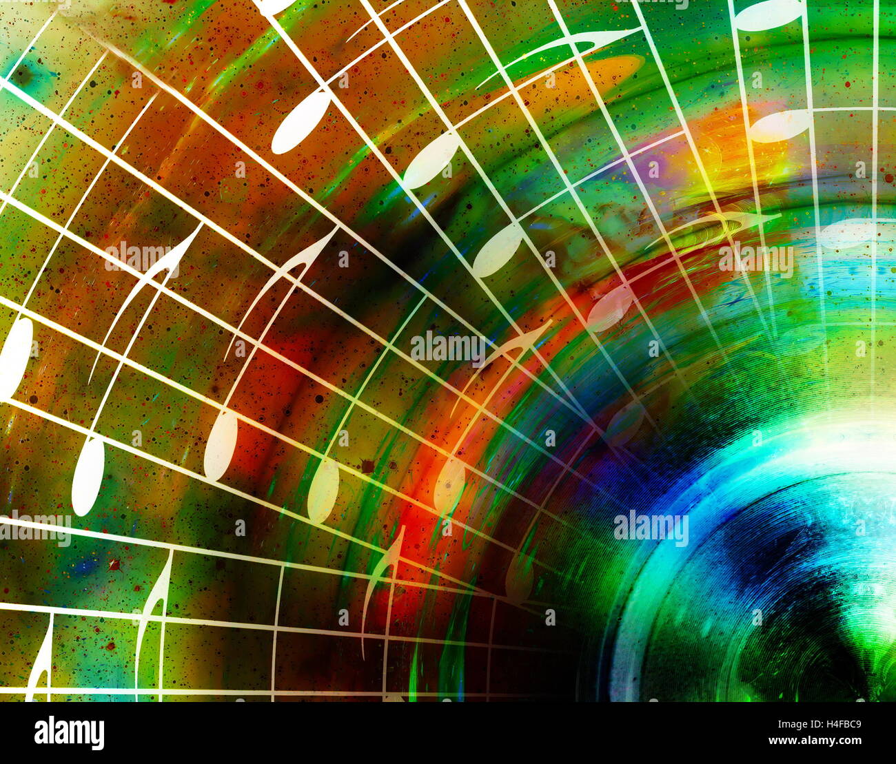 music notes in space with stars. abstract color background. Music ...