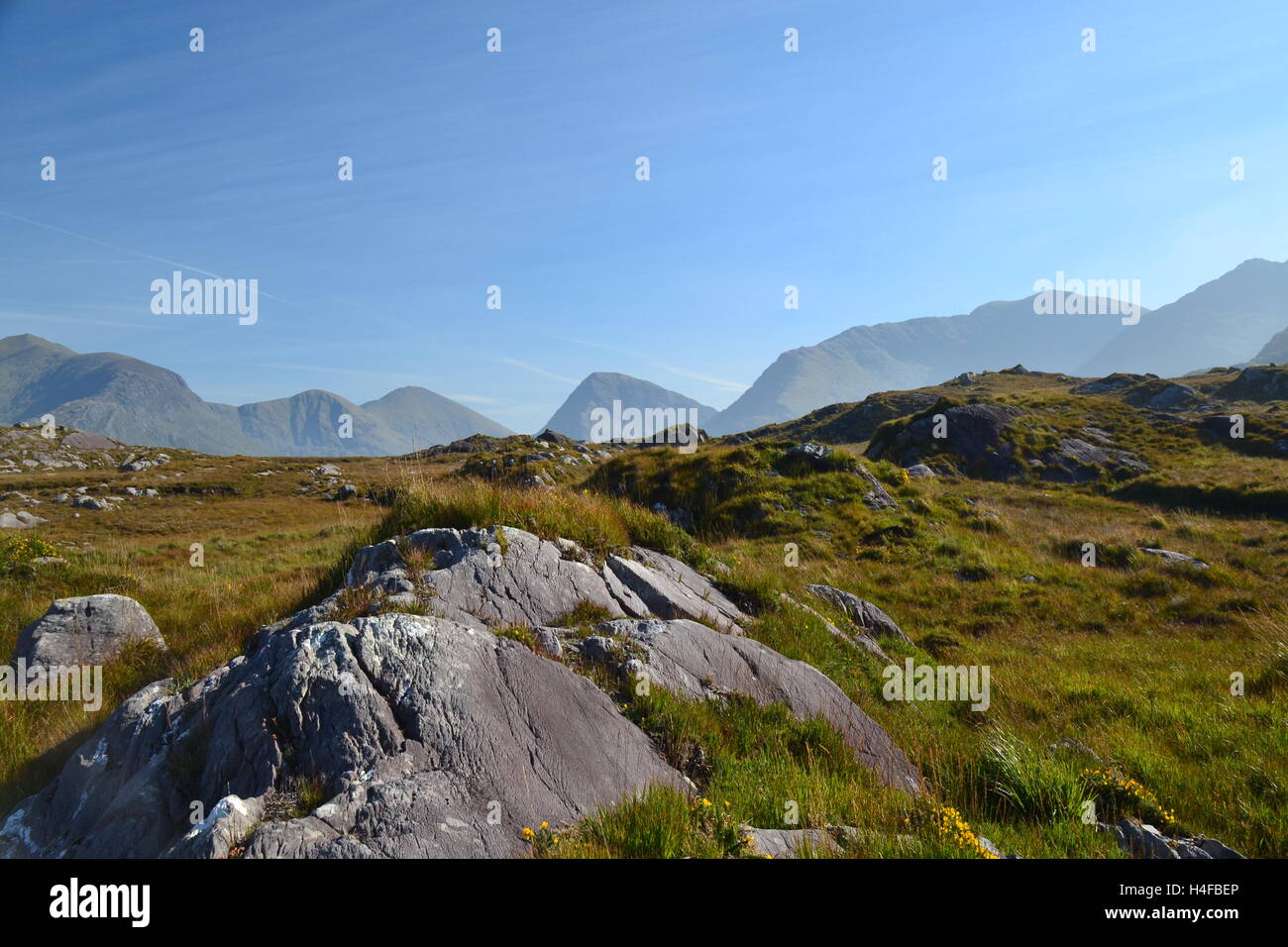 Panorama of Macgillycuddy's Reeks Stock Photo - Alamy
