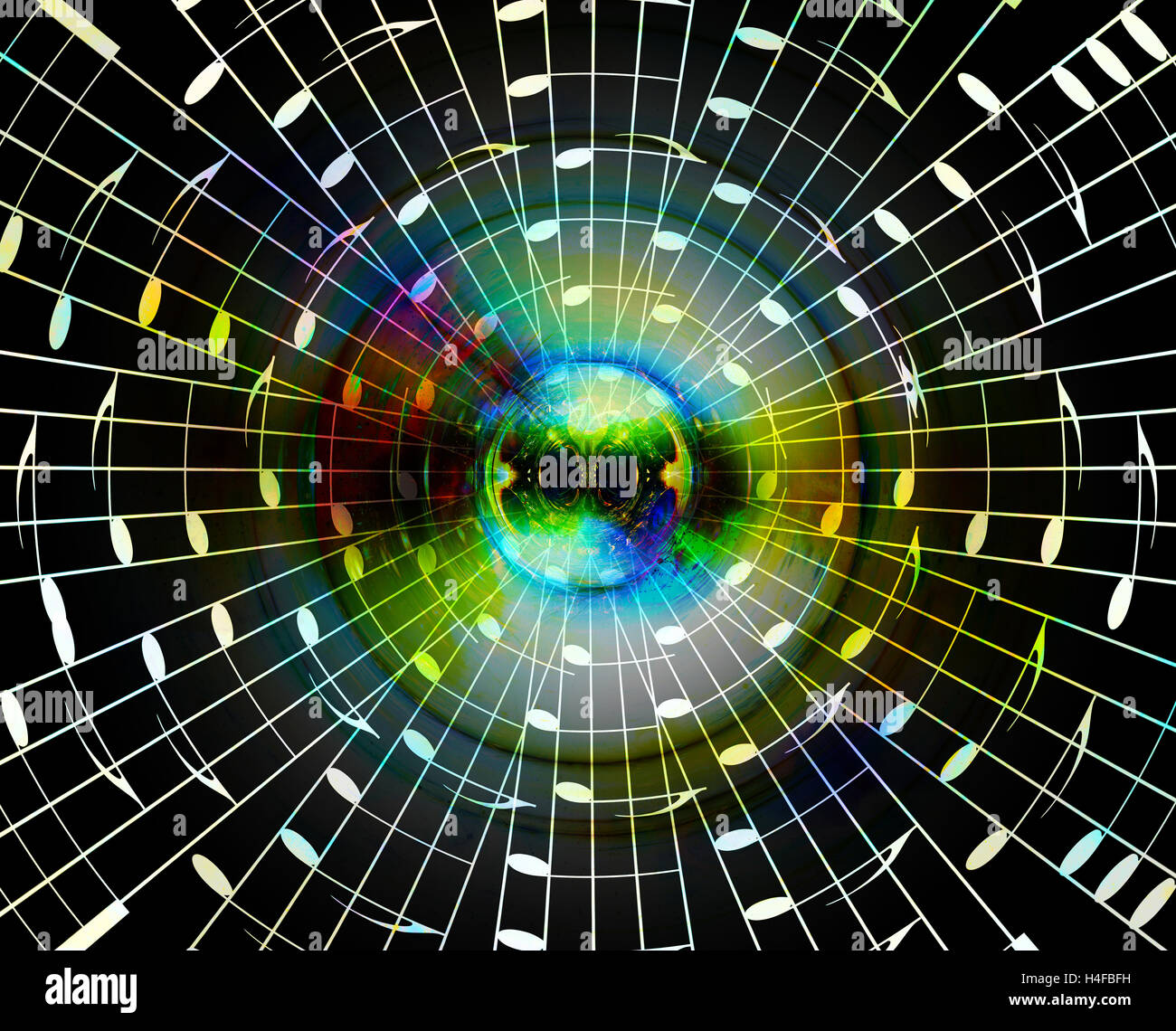 music notes in space with stars. abstract color background. Music ...