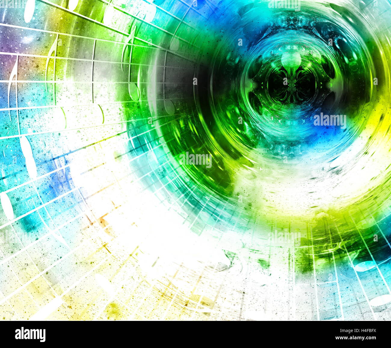 music notes in space with stars. abstract color background. Music ...