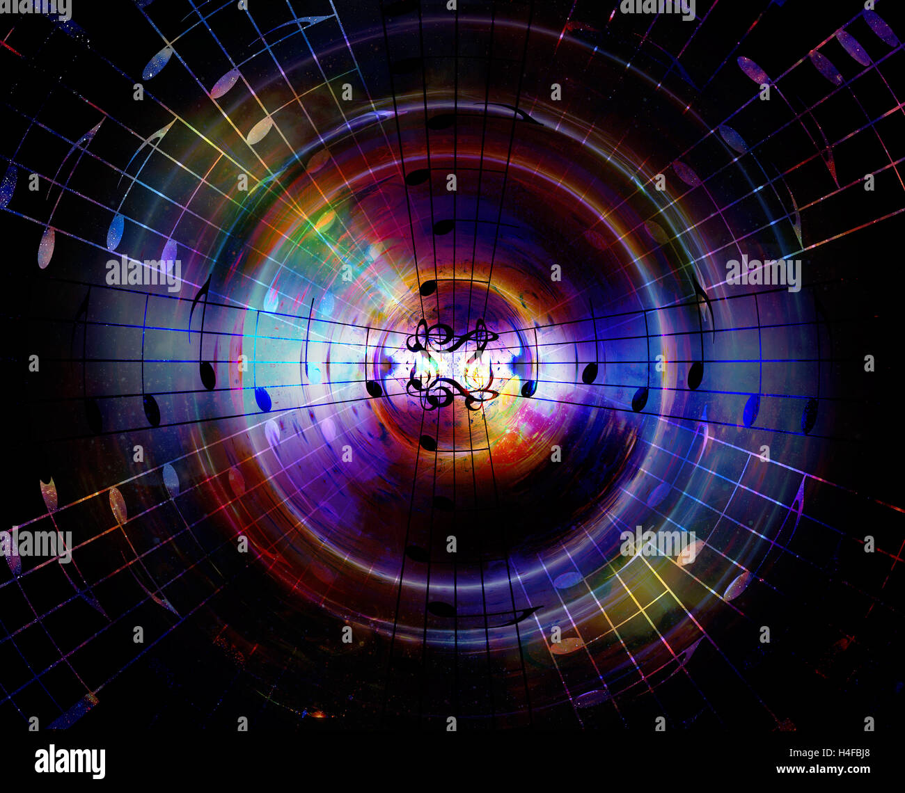 Audio music speaker in space. Cosmic space and stars, abstract cosmic ...