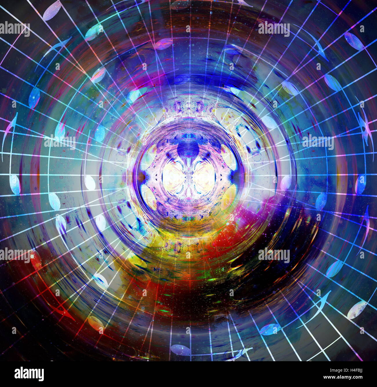 music notes in space with stars. abstract color background. Music ...