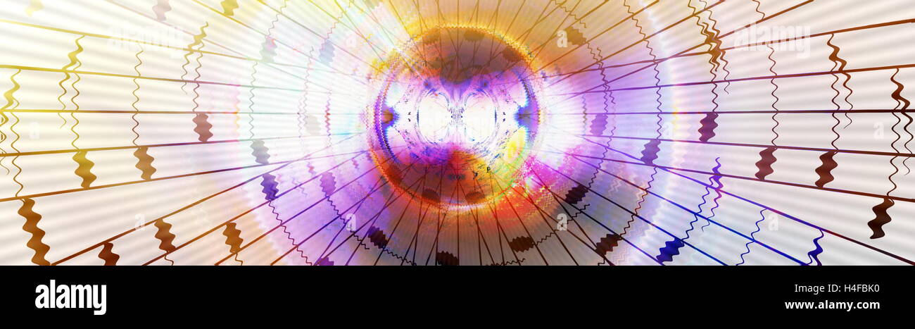 wavy music notes in space with stars. abstract color background. Music ...