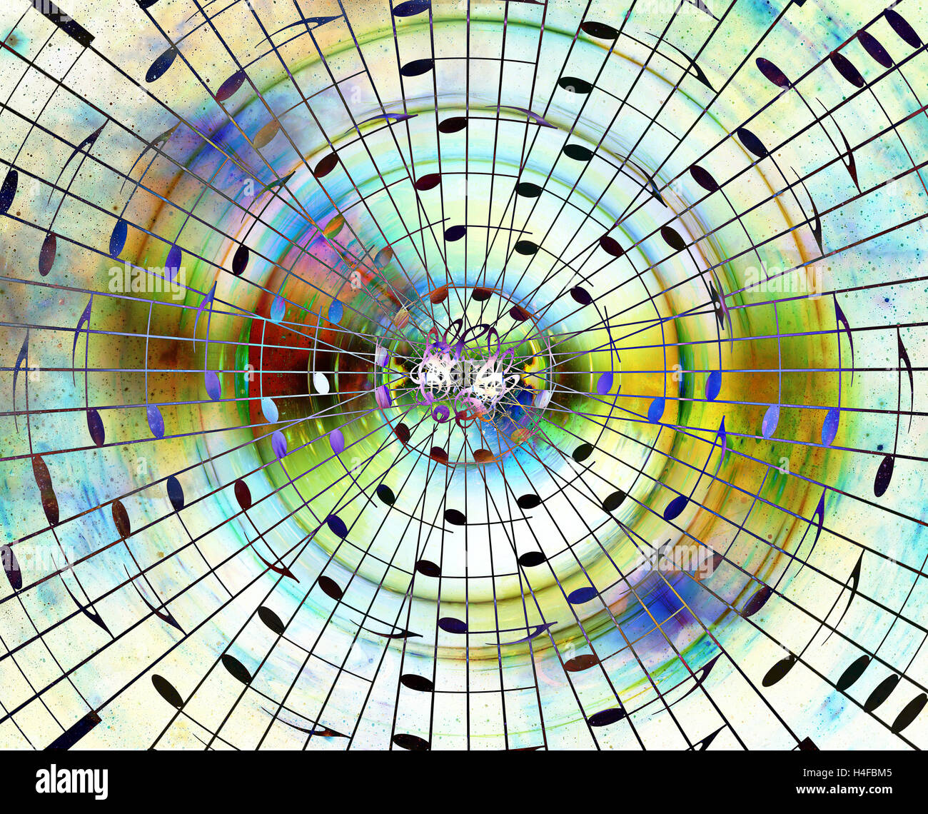 music notes in space with stars. abstract color background. Music ...