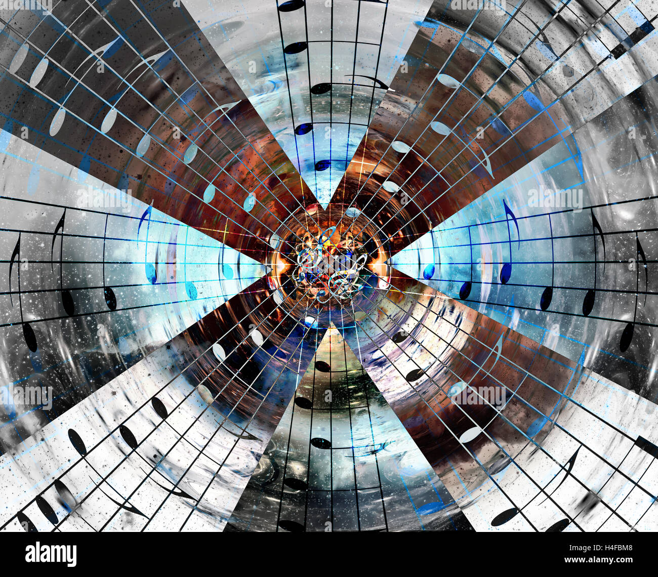 music notes in space with stars. abstract color background. Music ...