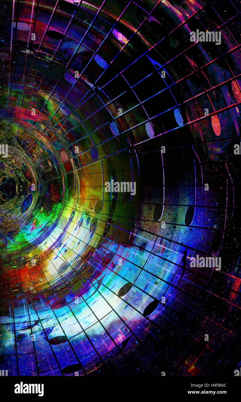 music notes in space with stars. abstract color background. Music ...