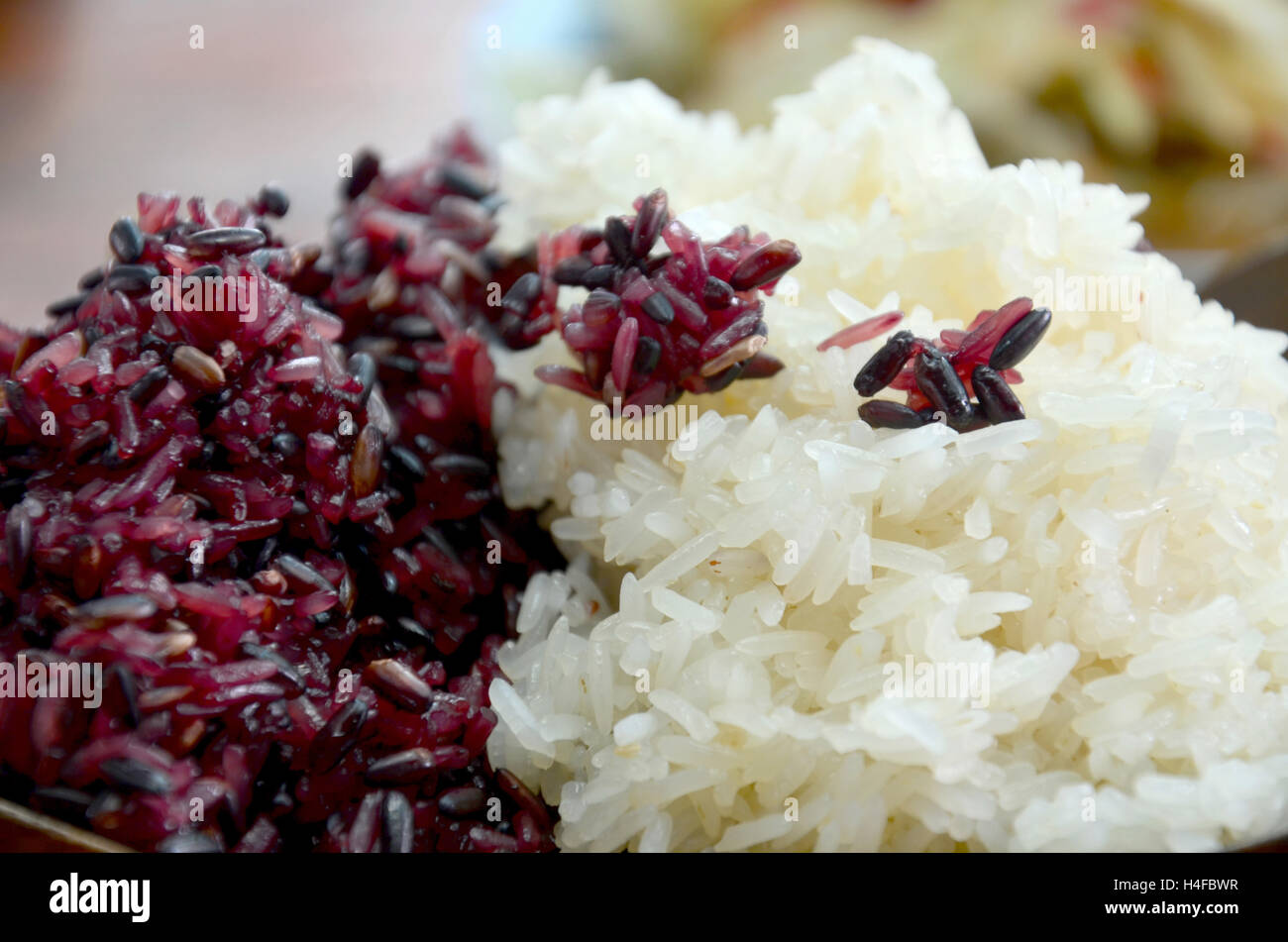 Glutinous rice and black sticky rice for eat with som tum or Green ...