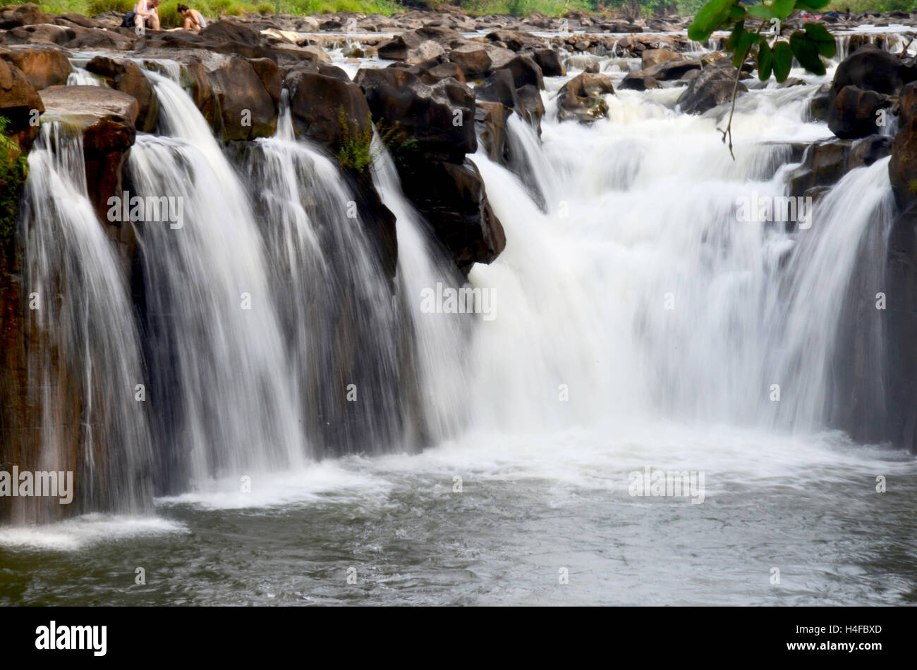 Motion of water at Tad Pha Suam waterfall in Pakse, Champasak, Laos ...