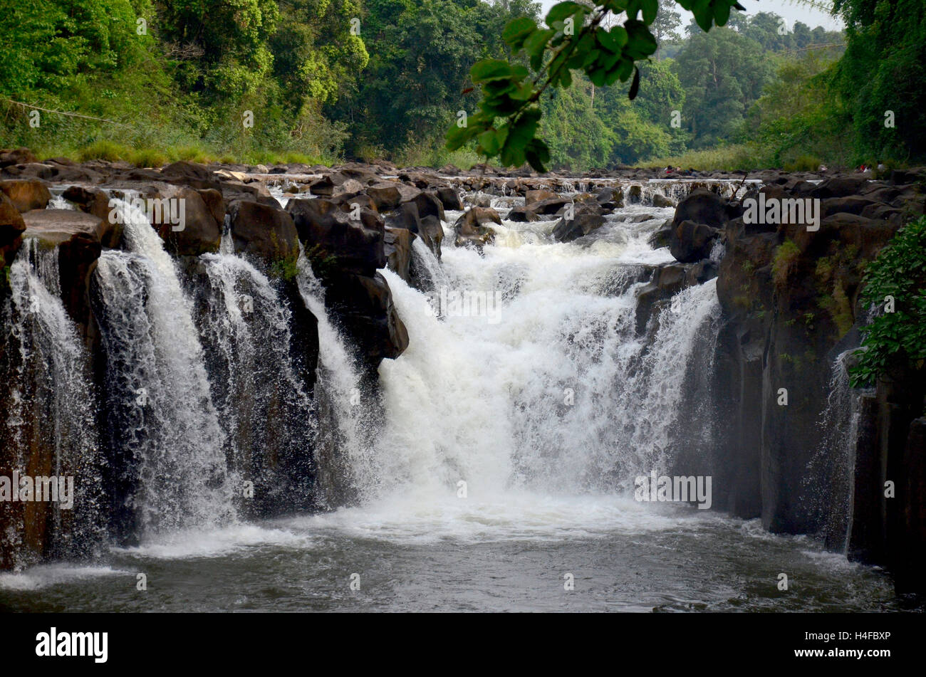 Motion of water at Tad Pha Suam waterfall in Pakse, Champasak, Laos ...