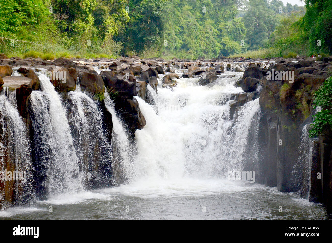 Motion of water at Tad Pha Suam waterfall in Pakse, Champasak, Laos ...