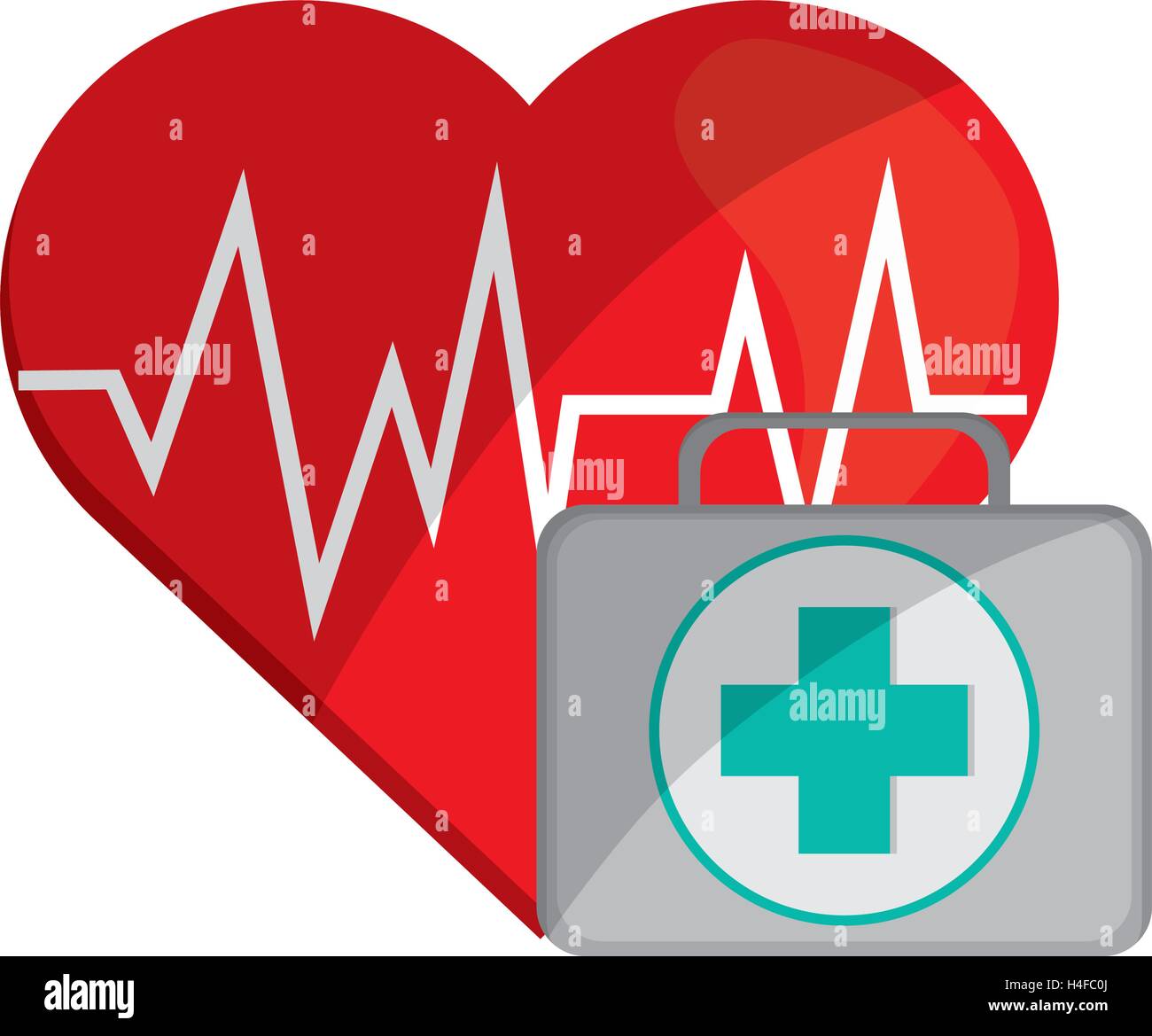 heart cardiogram and first aid kit icon Stock Vector Image & Art - Alamy