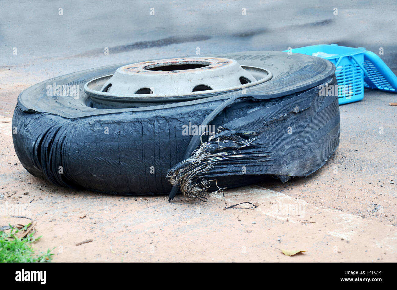 Blown tire hi-res stock photography and images - Alamy