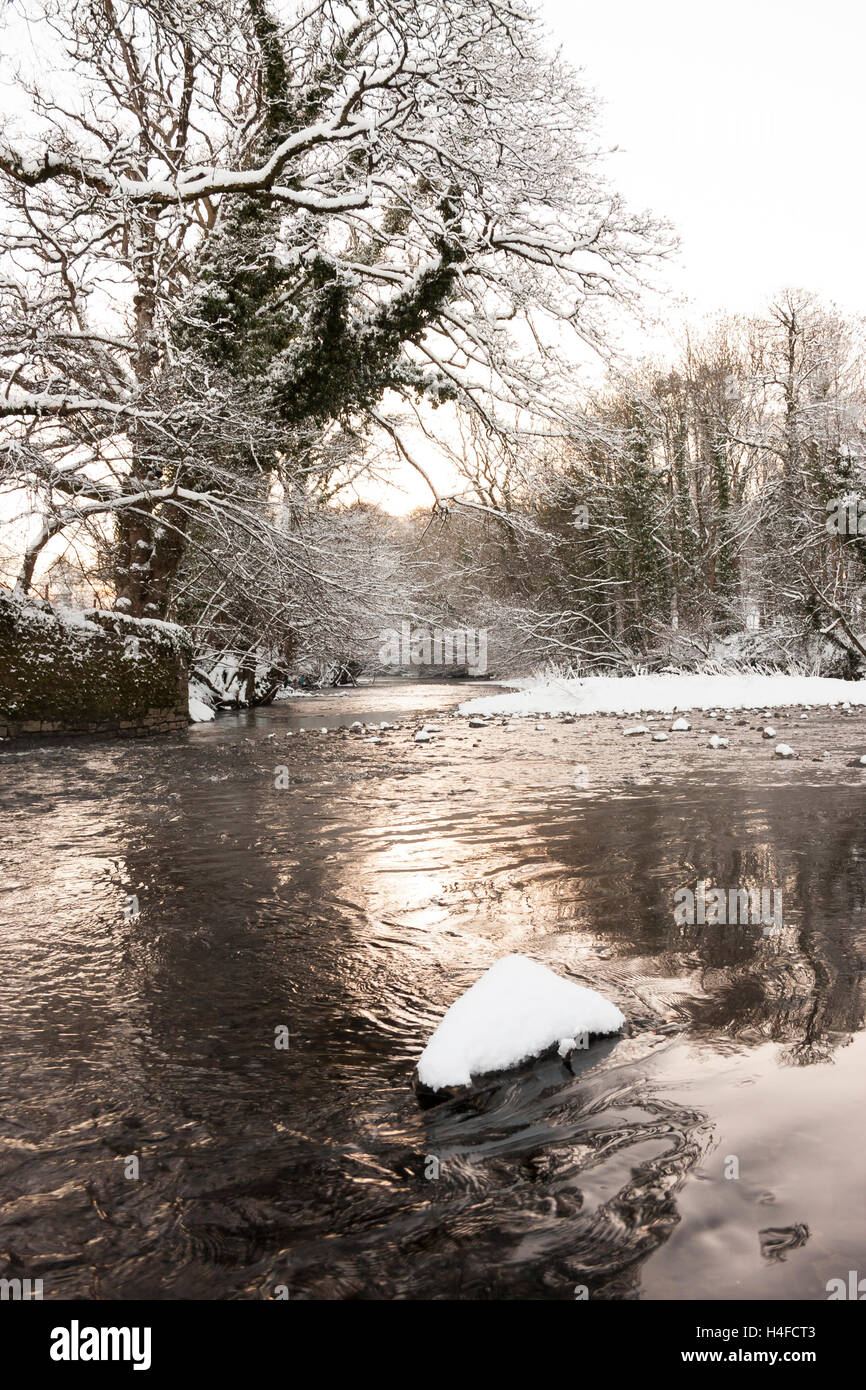 winter snow river landscape Stock Photo - Alamy