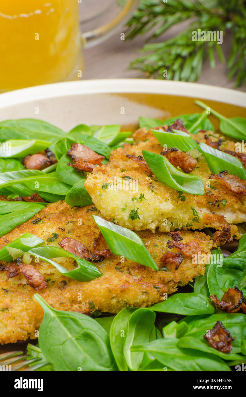Rabbit steaks with herbs and sour cream, mustard mayonnaise, sprinkled ...