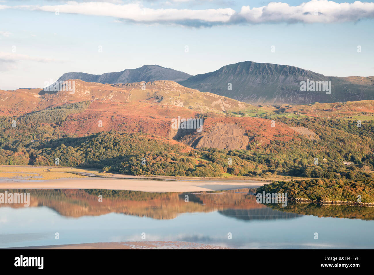 Autumn over the Mawddach Estuary with Cader Idris mountain in the ...