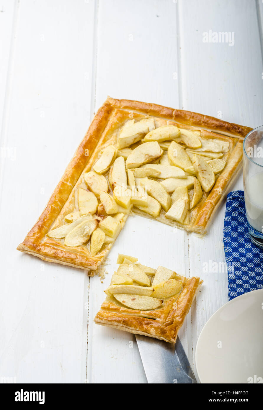 Rustic Apple Tart with puff pastry and milk Stock Photo - Alamy
