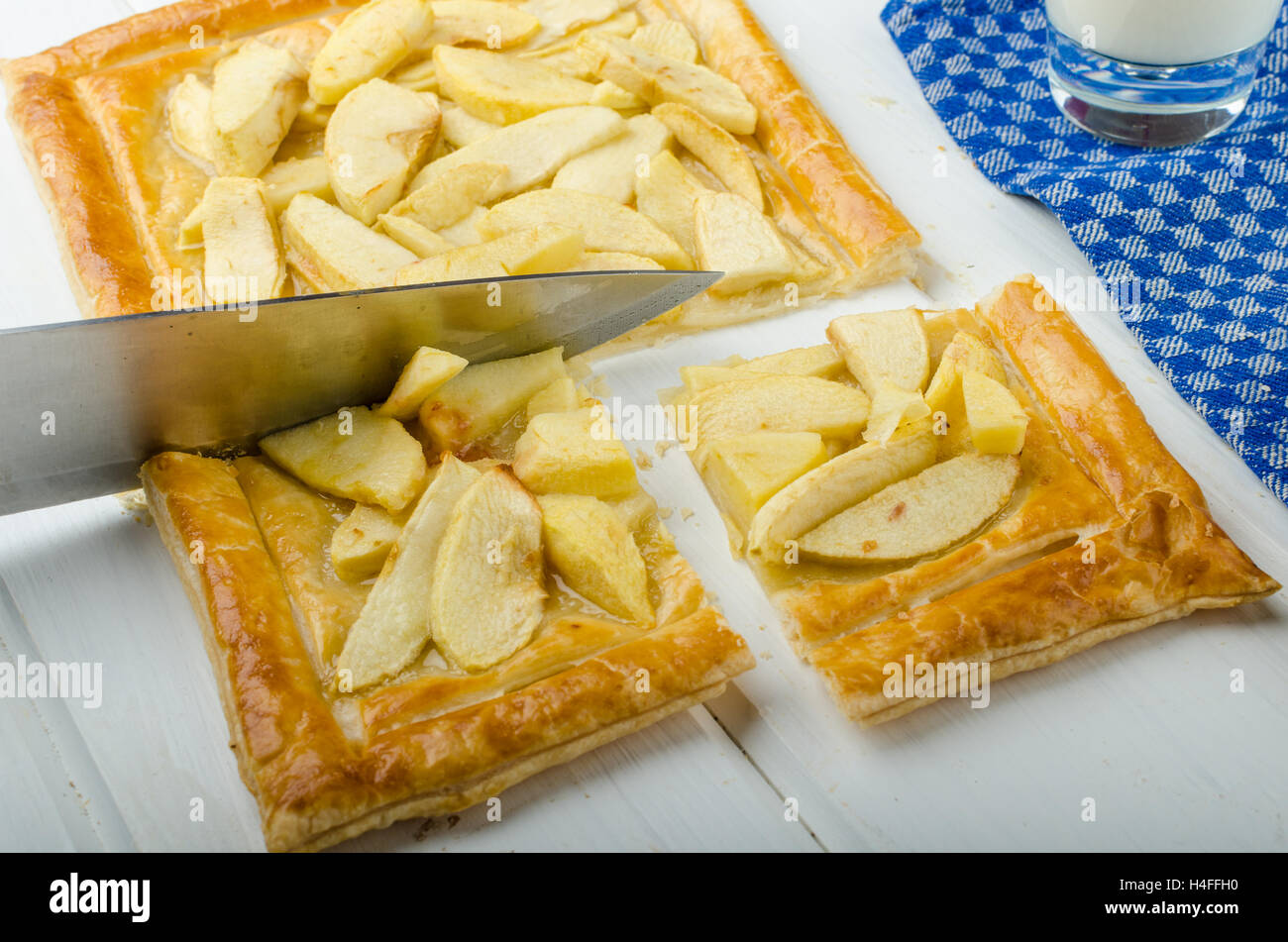 Rustic Apple Tart with puff pastry and milk Stock Photo - Alamy