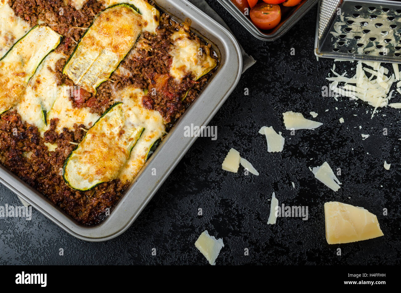Noodle-Free Zucchini Ribbon Lasagna, with parmesan Stock Photo - Alamy