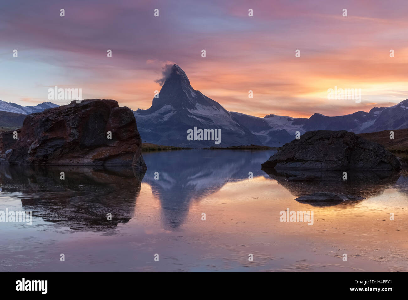 Matterhorn mountain reflection stellisee lake sunset zermatt hi-res ... Matterhorn mountain reflection stellisee lake sunset zermatt hi-res ...
