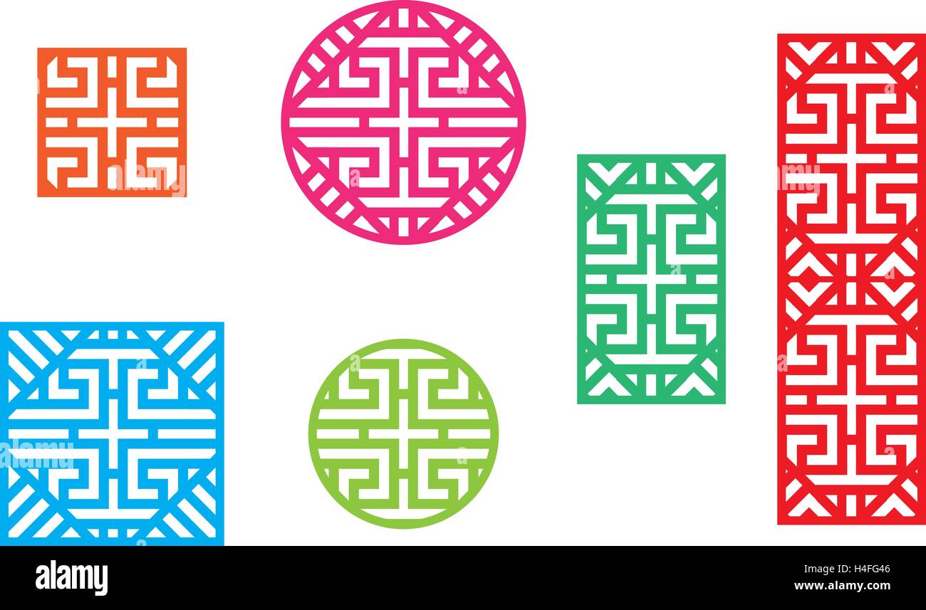 Chinese pattern frame for window and fence, vector Stock Vector Image ...