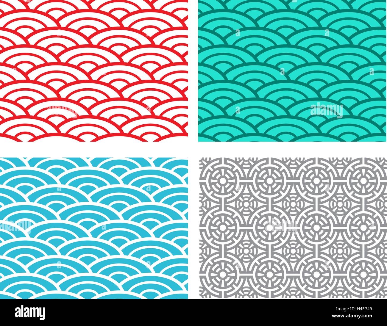 Seamless wave sea pattern in Chinese style, vector Stock Vector Image ...