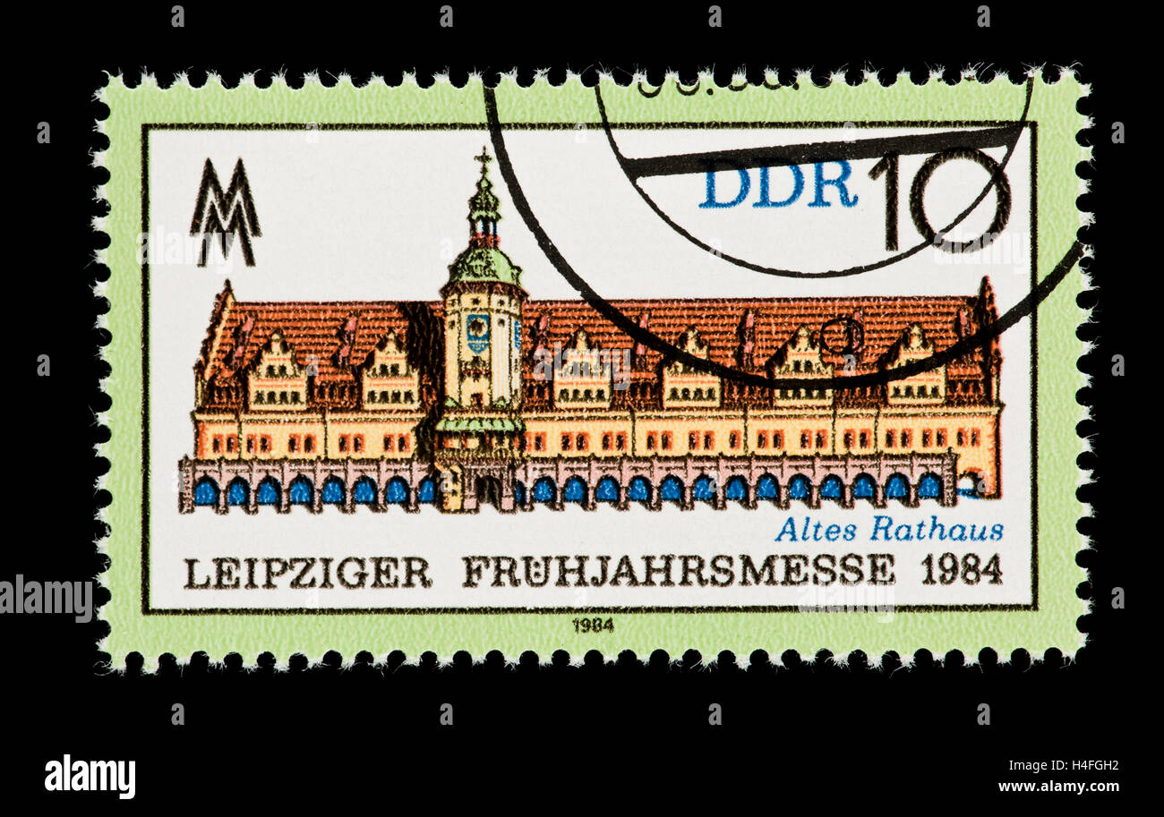 Postage stamp from East Germany (DDR) depicting th 1984 Leipzig Spring Fair, Old Town Hall Stock ...