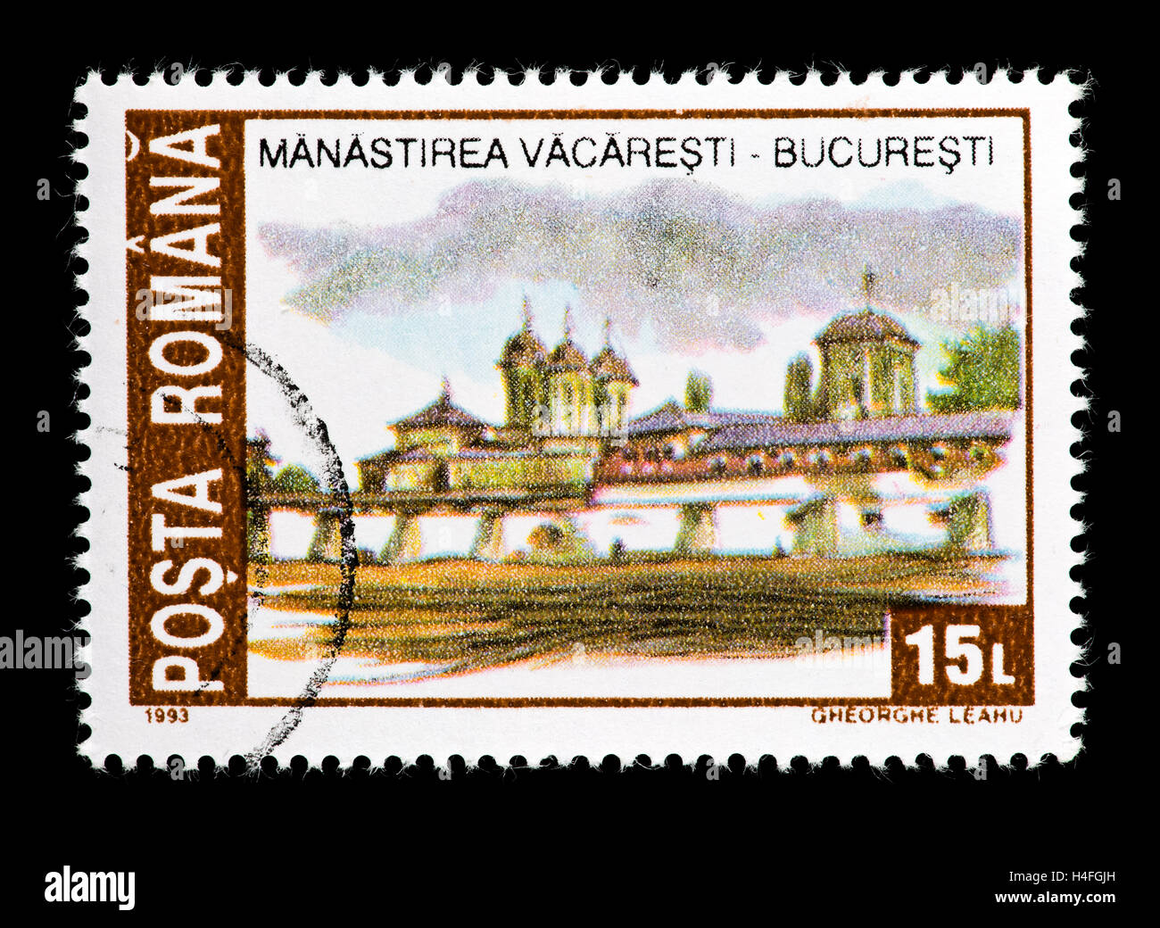 Postage stamp from Romania depicting Vacaresti Monastery Stock Photo ...