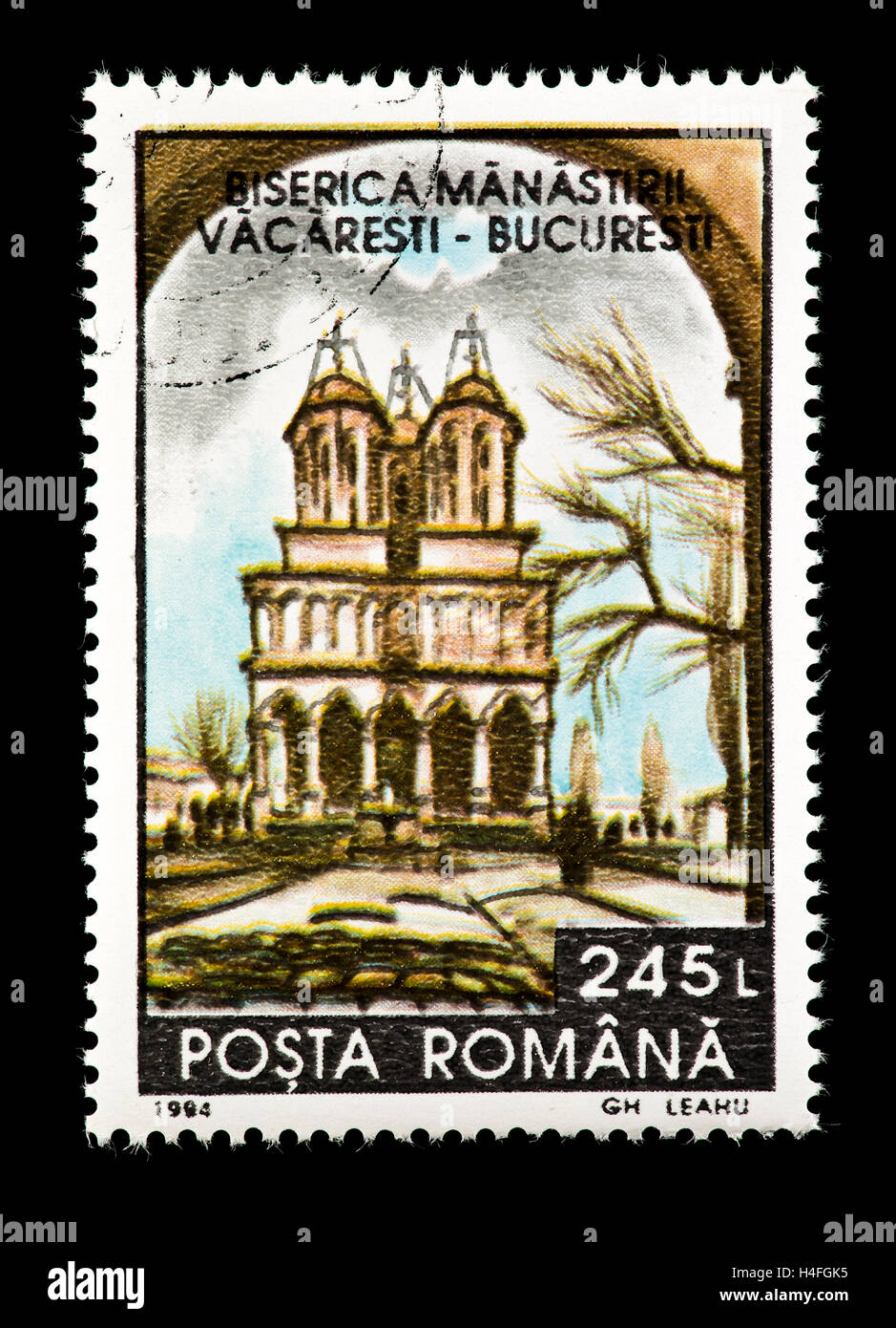Postage stamp from Romania depicting Vacaresti Monastery Stock Photo ...