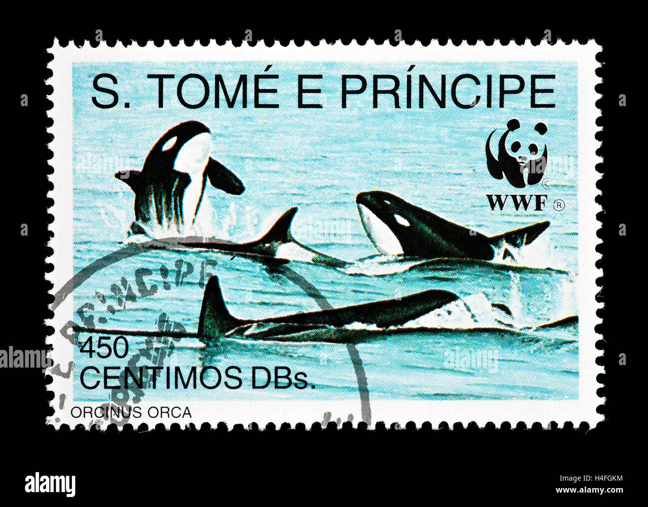 Postage stamp from Saint Thomas and Prince Islands depicting a pod of ...