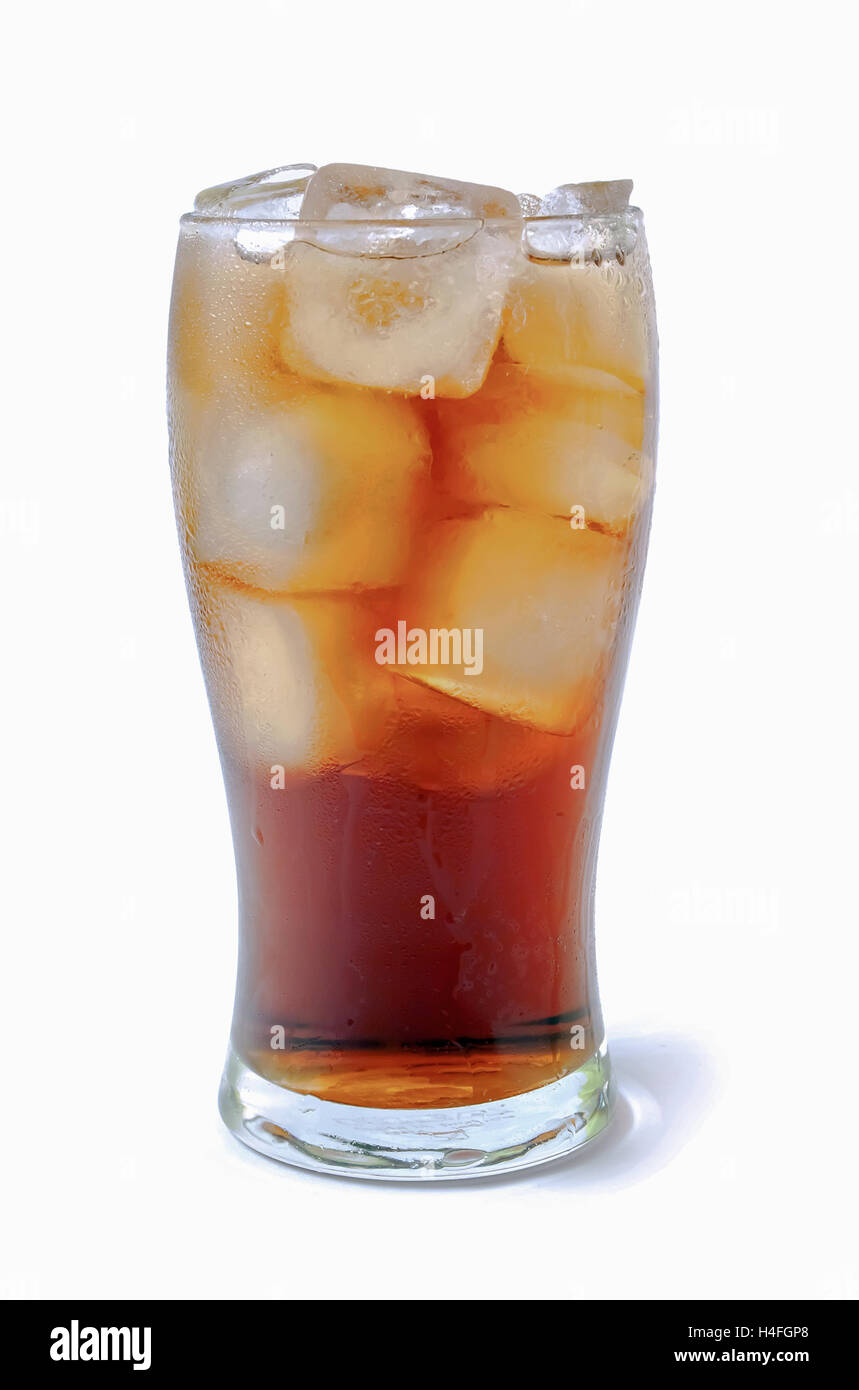 Cola glass on white background Stock Photo - Alamy