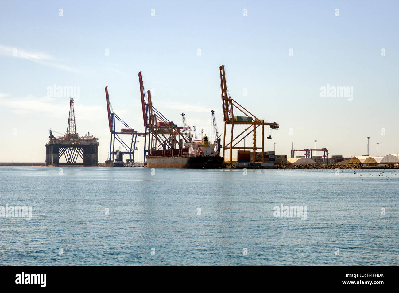 Malaga Commercial Docks Stock Photo - Alamy