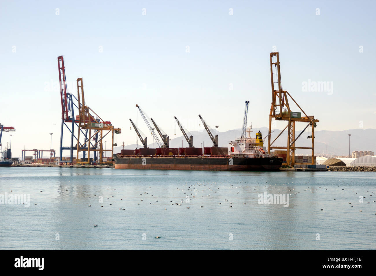 Malaga Commercial Docks Stock Photo - Alamy