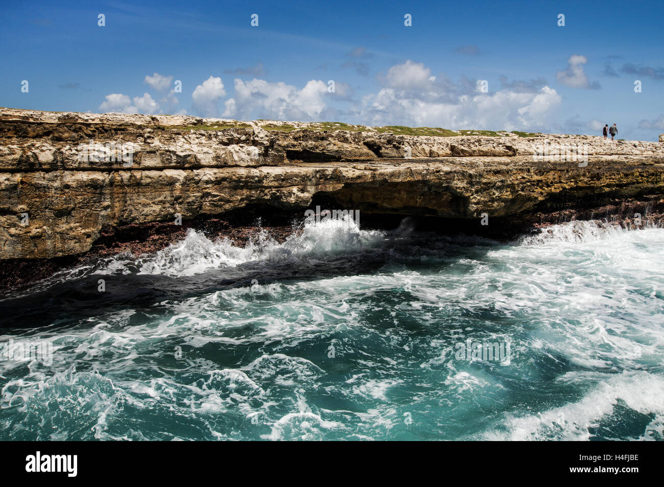 Devil's Bridge natural rock formation on the northern shores of Antigua ...