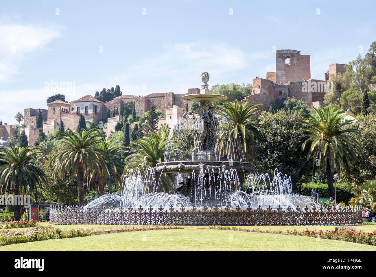 Beautiful Malaga - Water Fountain Stock Photo - Alamy