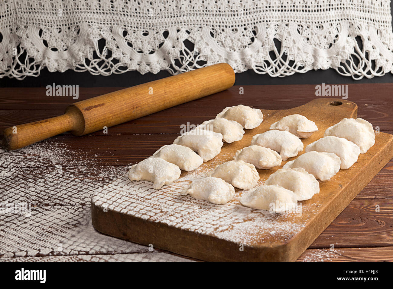 Homemade pierogi vareniki - filled dumpling, traditional East European ...